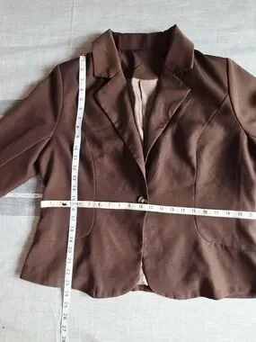 Jackets & Coats | Classic Brown Womens Blazer Jacket Casual Formal ...